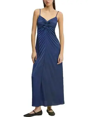 Abercrombie Pleated V-neck Midi Dress - Blue
