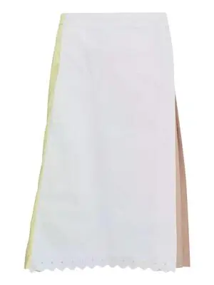 PUSHBUTTON Colourblock Pleated Midi Skirt - White