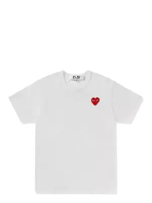 Play Comme Des Garcon Play Rhinestone Heart T-shirt - White