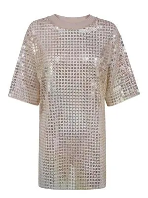 Fabiana Filippi Sequin-embellished T-shirt - Neutrals