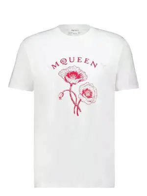 Alexander McQueen Poppy Cotton T-shirt - White