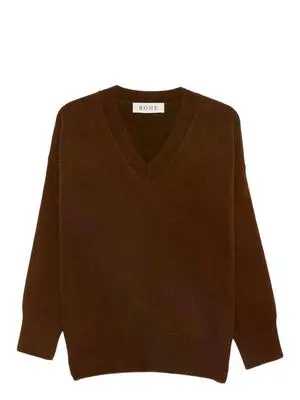 RÓHE V-neck Knitted Sweater - Brown