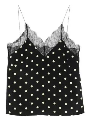 Françoise Layla Lace Polka-dot Top - Black