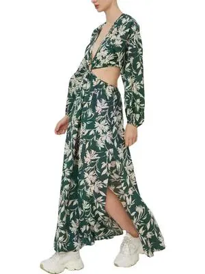 Abercrombie Floral-print Cut-out Maxi Dress - Green
