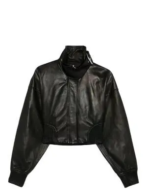 Sportmax Cropped Leather Jacket - Black
