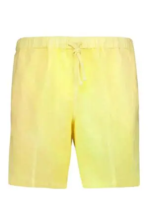 120% Lino Drawstring-waist Bermuda Shorts - Yellow