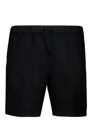 120% Lino Drawstring Bermuda Shorts - Black