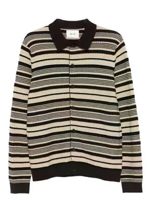 Nn07 Nolan Ls Polo Striped Cardigan - Neutrals