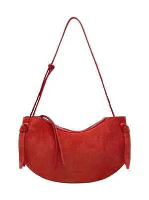 Yuzefi Fortune Cookie Suede Shoulder Bag Red