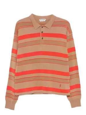 JW Anderson Striped Logo-embroidered Polo Shirt - Neutrals