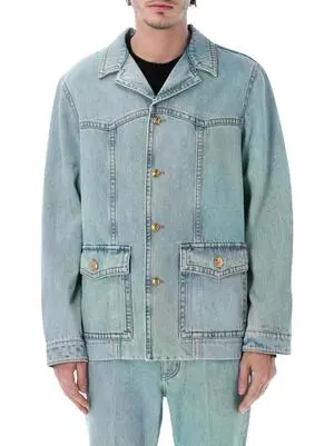 Valentino Garavani Flap-pocket Denim Jacket - Blue