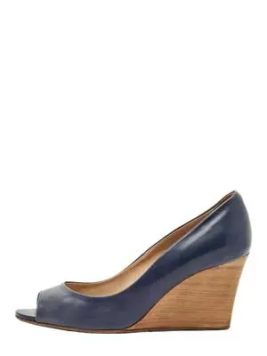 TOD'S Leather Peep Toe Sandals - Blue