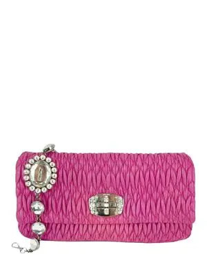 Miu Miu Crystal Embellished Shoulder Clutch - Pink