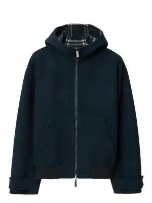 Burberry Reversible Wool Hooded Jacket Pilot Blue