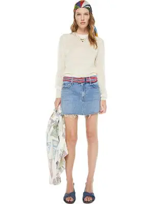 MOTHER The Ditcher Mini Fray Skirt - Blue
