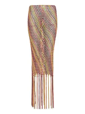 Gabriela Hearst Lycos Fringe Macrame Maxi Skirt - Multi