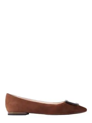 ROGER VIVIER Gommettine Buckled Suede Ballet Flats - Brown