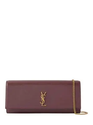 Saint Laurent Kate Textured-leather Clutch - Burgundy