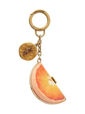 Saint Laurent Gold-tone And Resin Bag Charm - Orange