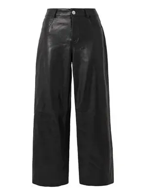 Nour Hammour Milo Paneled Wide-leg Leather Pants - Black