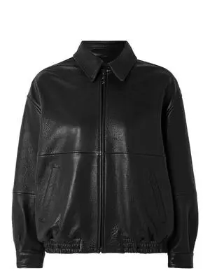 Nour Hammour Doran Paneled Textured-leather Bomber Jacket - Black