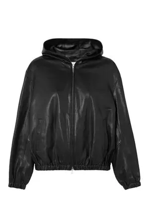 Nour Hammour Leo Hooded Leather Jacket - Black