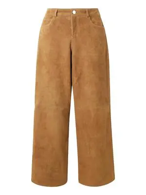 Nour Hammour Milo Paneled Suede Wide-leg Pants - Brown