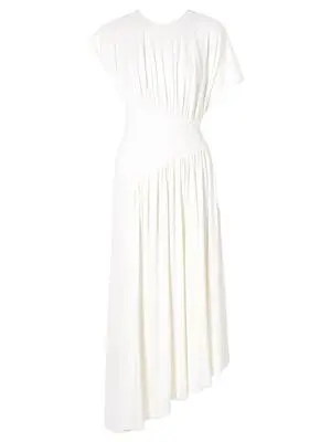 Rabanne Asymmetric Draped Stretch-crepe Midi Dress - Ivory