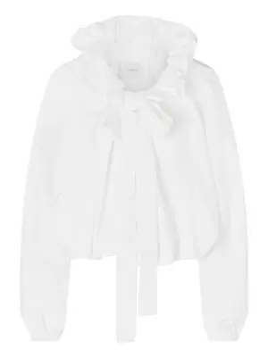 Patou Tie-detailed Ruffled Cotton-poplin Blouse - White
