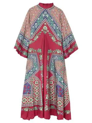 La DoubleJ Magnifico Printed Silk Maxi Dress - Red