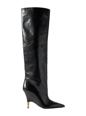 Khaite Bella Leather Knee Boots - Black