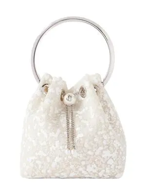 JIMMY CHOO Bon Bon Faux Pearl-embellished Tulle Bucket Bag - Ivory