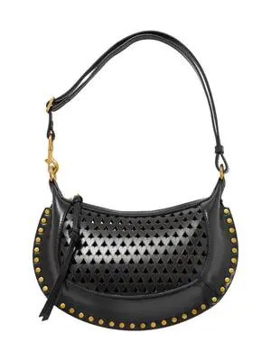 Isabel Marant Oskan Moon Studded Leather Shoulder Bag - Black