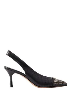 Chloé Alba Studded Perforated Leather Slingback Pumps - Black