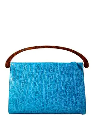 Dries Van Noten Croc-effect Leather Shoulder Bag - Blue