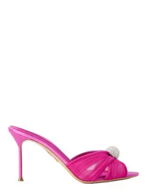 AQUAZZURA Mystery 85 Crystal-embellished Mules - Pink