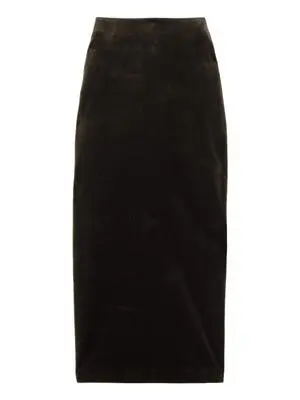 BLAZÉ MILANO Jealousy Sussex Cotton-velvet Midi Skirt - Brown