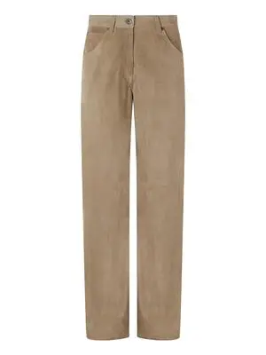 BRUNELLO CUCINELLI Embellished Paneled Suede Wide-Leg Pants
