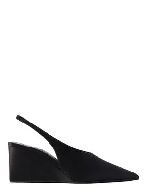 Alaïa Cube 75 Satin Slingback Wedge Pumps - Black