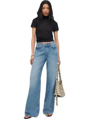 REFORMATION Laurel Sheer Alpaca Mock Neck - Black