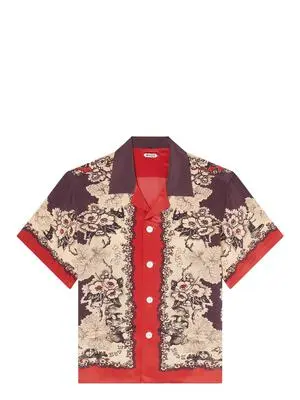 BODE Storybook Camp-collar Printed Silk Shirt - Red