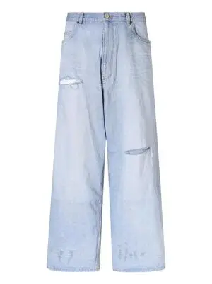 Balenciaga Wide-leg Distressed Jeans - Blue