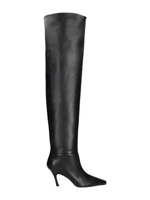 Amina Muaddi Leather Over-the-knee Boots - Black