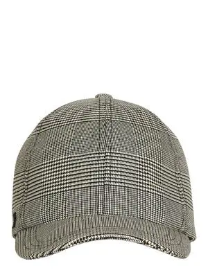Balmain Cap With Prince Of Wales Check And T-bar Jewel Detail - Black