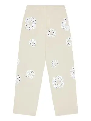 DENIM TEARS Rhinestone Cotton Wreath Sweatpants - Cream