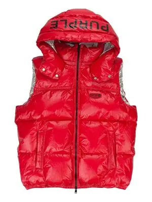 PURPLE BRAND Nylon Puffer Vest - Red