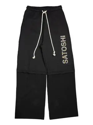 SATOSHI NAKAMOTO Double Layer Studded Sweatpants - Black