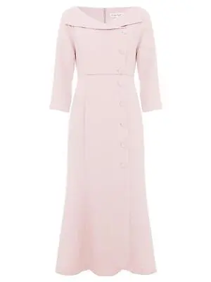 PHASE EIGHT Sienna V-neck Tuxedo Woven Midi Dress - Pale Pink