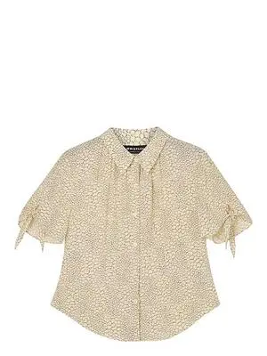 Whistles Patterned Tie-sleeve Woven Shirt - Cream