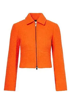 ME+EM Bouclé Wool-blend Cropped Jacket - Vivid Orange